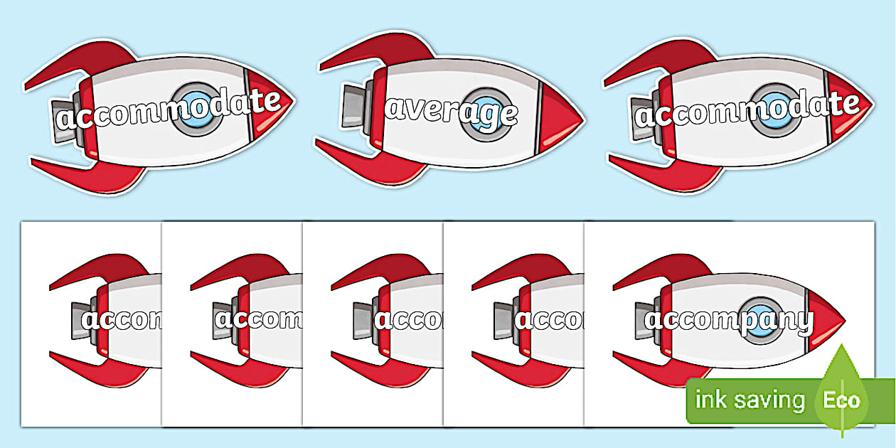 Years 5 and 6 Common Exception Words on Rockets - Twinkl