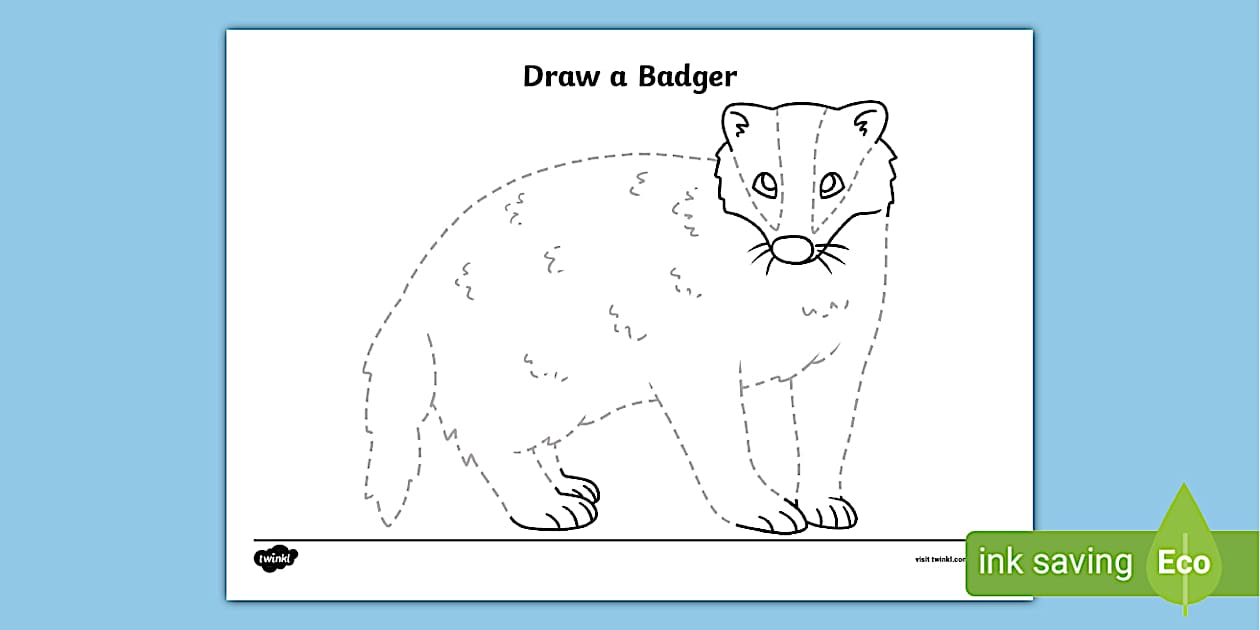 Kindergarten Draw a Badger Pencil Control Activity - Twinkl