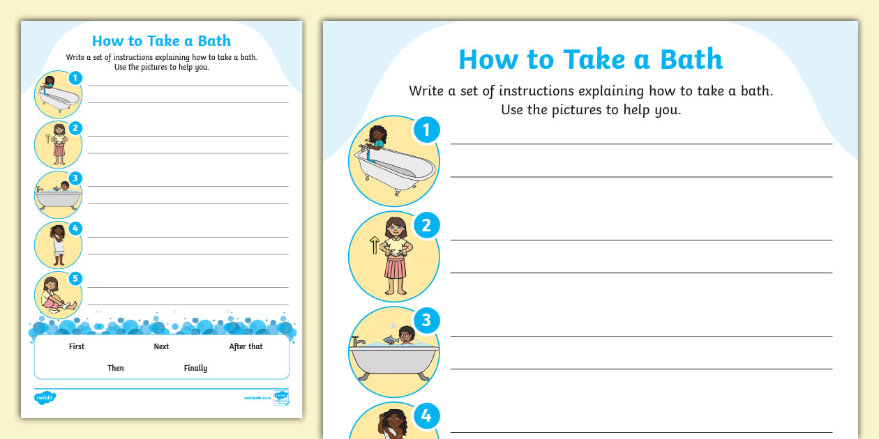 Bath Time Instruction Writing Template (Teacher-Made)