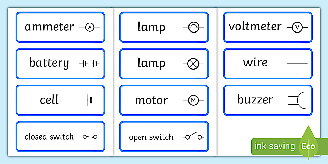Electric Circuit Symbol Word Cards (teacher made) - Twinkl