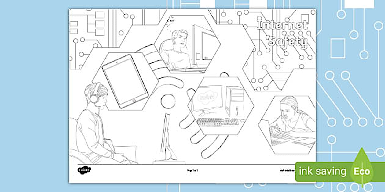 PSNI Internet Safety Colouring Page KS2 - Twinkl