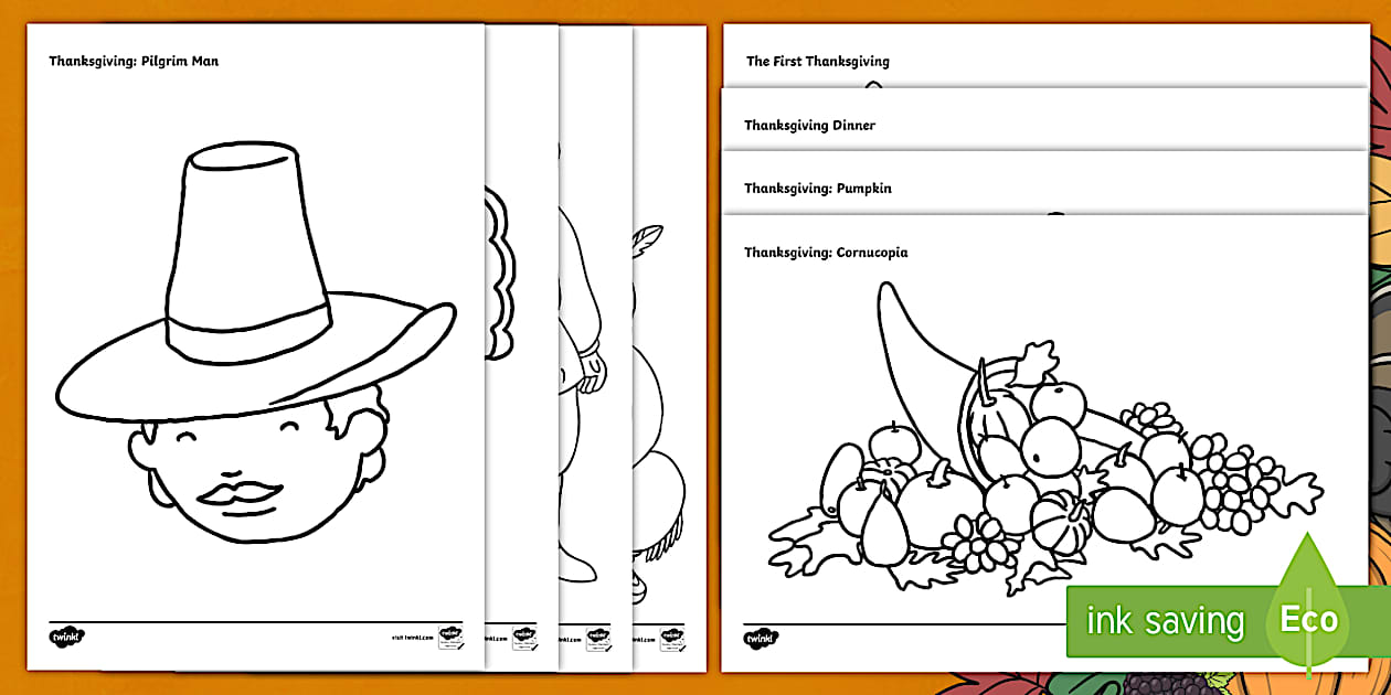 Thanksgiving Coloring Pages (Teacher-Made) - Twinkl