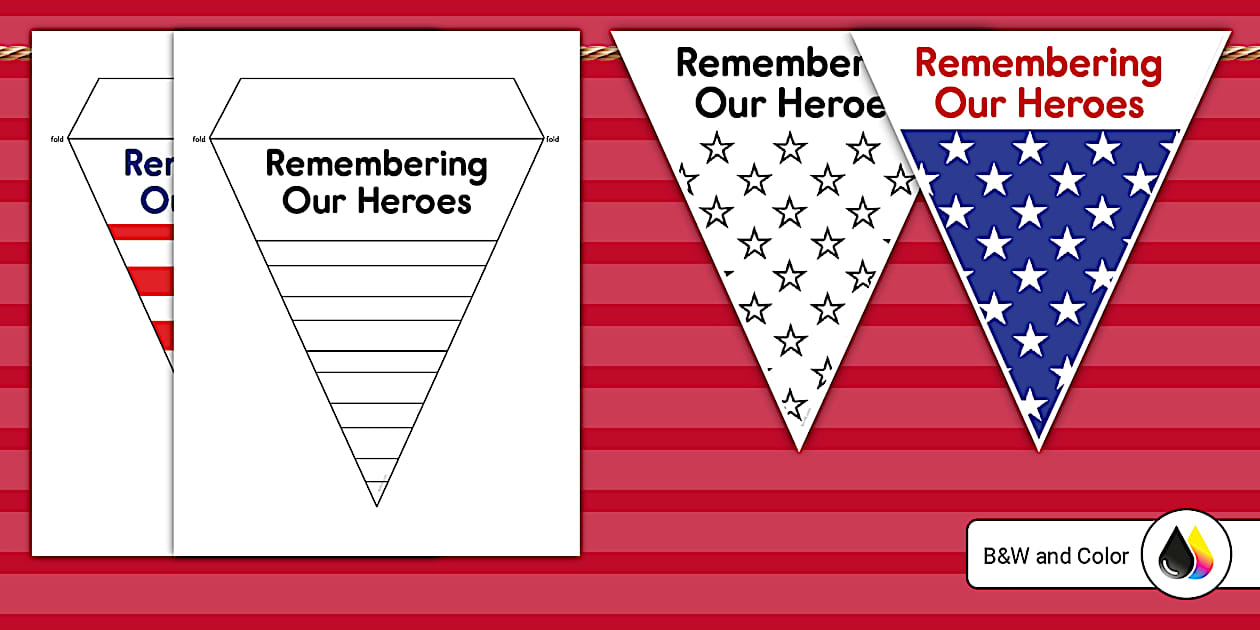 Remembering Our Heroes: Memorial Day Bunting - Twinkl
