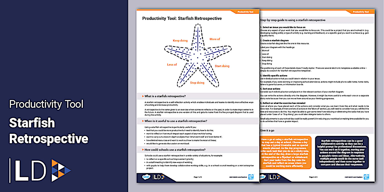Productivity Tool: Starfish Retrospective - Leaders - Twinkl
