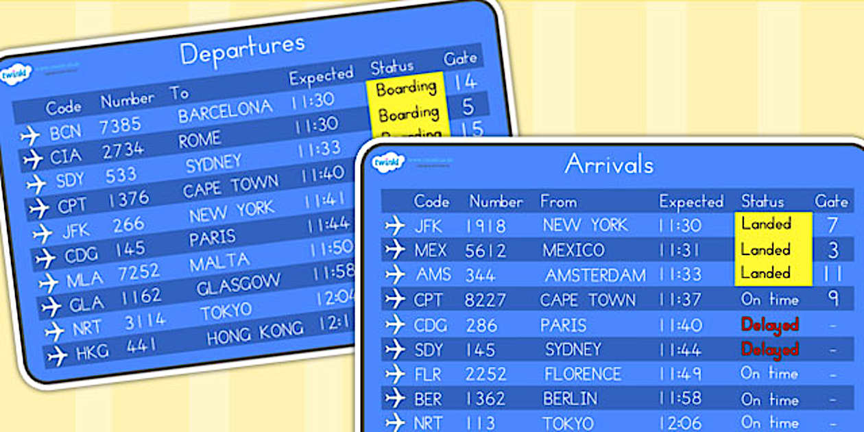 Airport Arrivals and Departures Screens (teacher made)