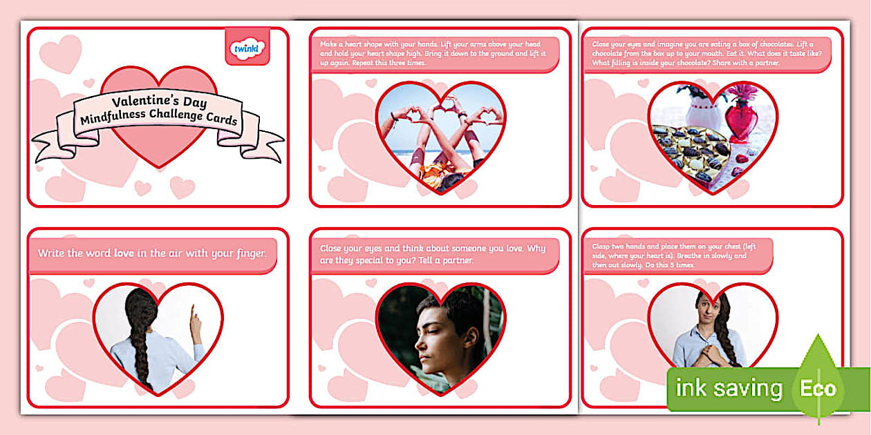 Valentine's Day Mindfulness Challenge Cards (Teacher-Made)