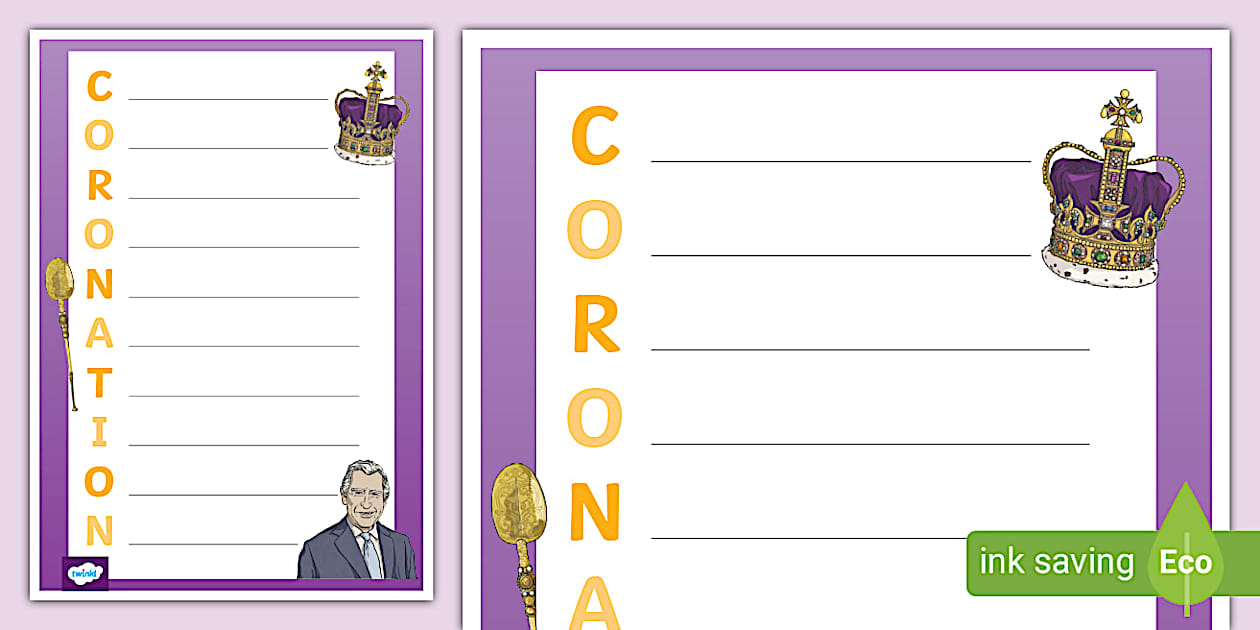Coronation Acrostic Poem Template | King Charles Poem