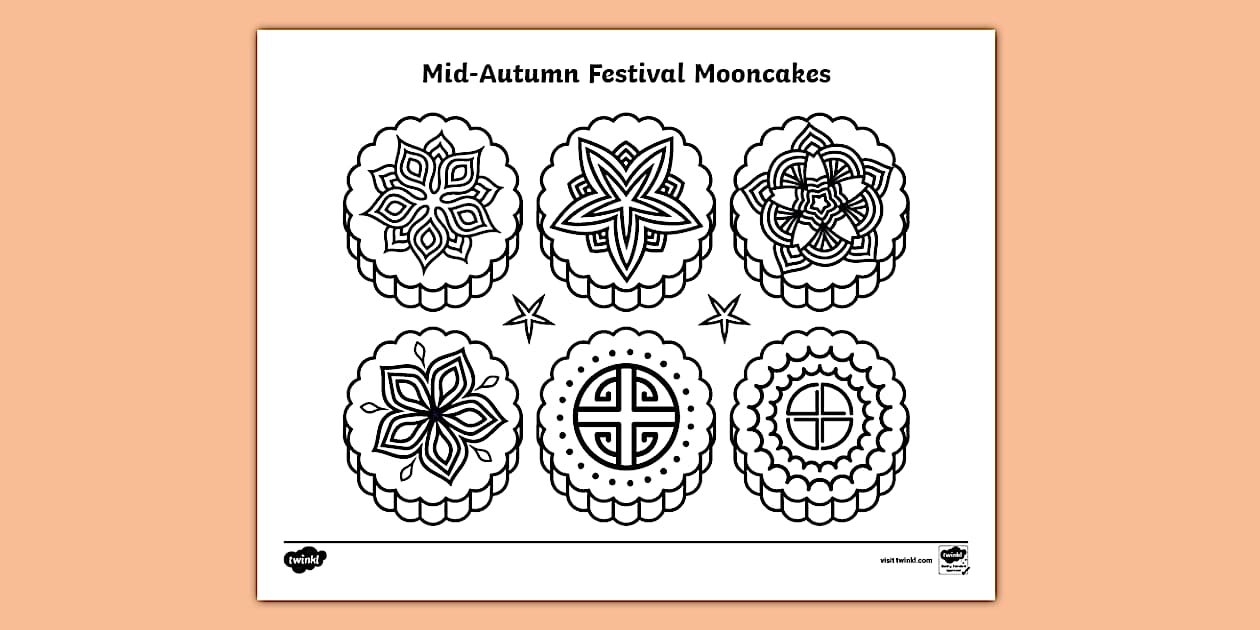 Mid-Autumn Festival Mooncake Mindfulness Coloring - Twinkl