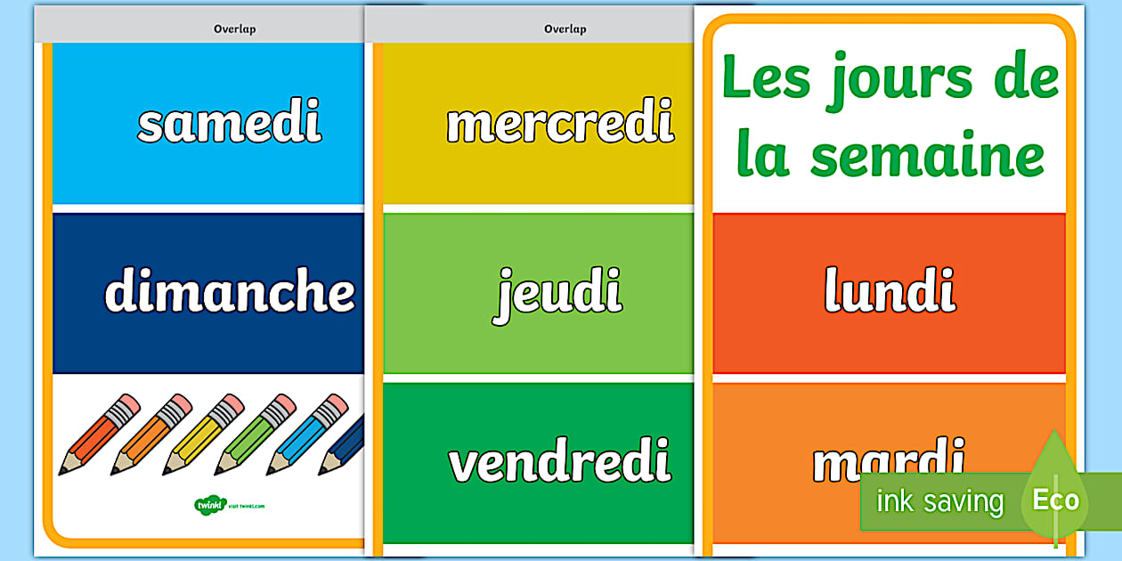 banderole d'affichage : Les jours de la semaine