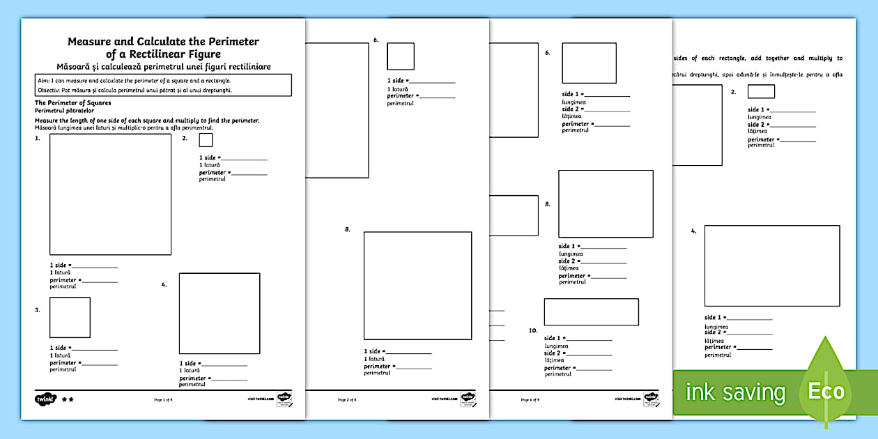 Lower Ability Year 4 Measure and Calculate the Perimeter of a Rectilinear