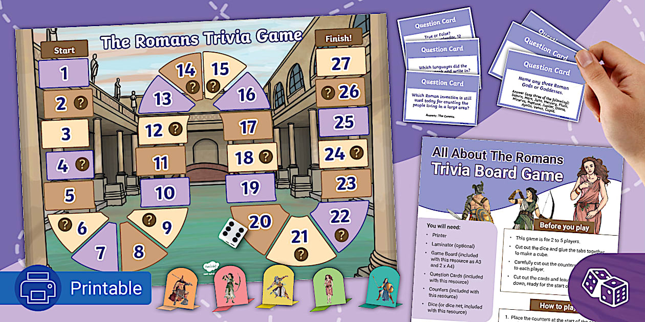 The Roman Empire Trivia Board Game for Kids - Twinkl
