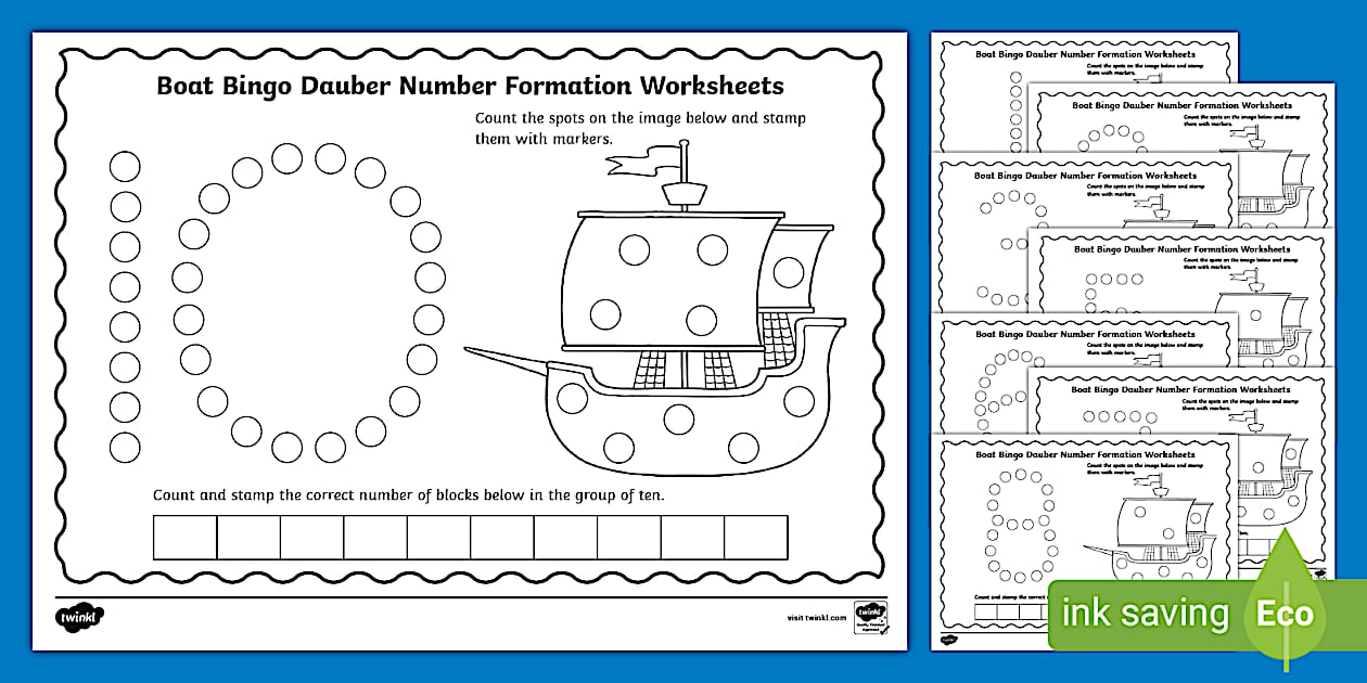Boat Bingo Dauber Number Formation Worksheets | Twinkl