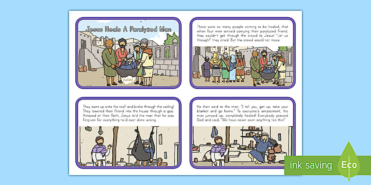 Jesus Heals a Paralyzed Man Sequencing Cards | Twinkl USA