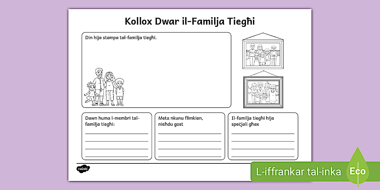 Attività: Kollox Dwar il-Familja Tiegħi (teacher made)