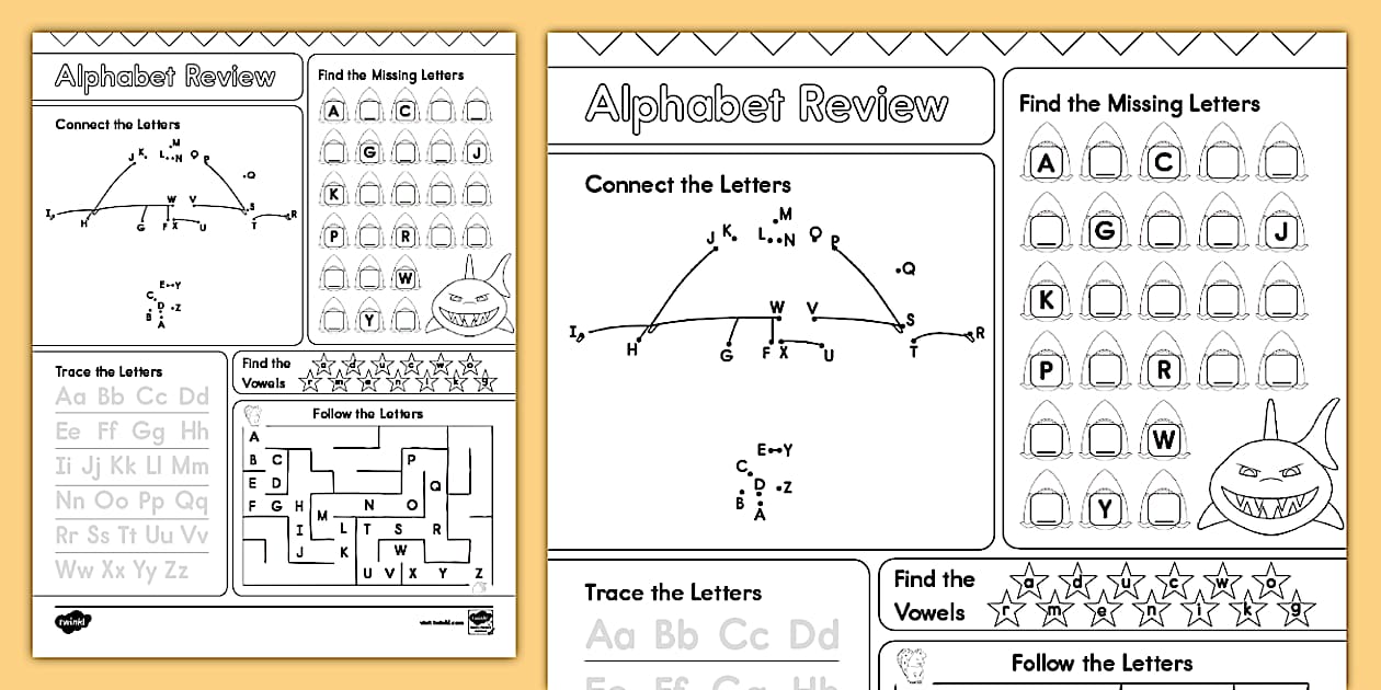 Alphabet Review Worksheet for PreK-K (teacher made) - Twinkl