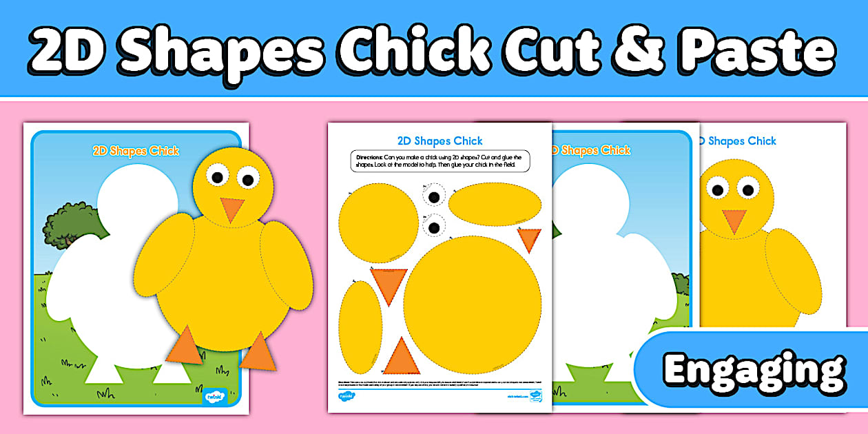 * NEW * 2D Shapes Chick Cut and Paste Activity