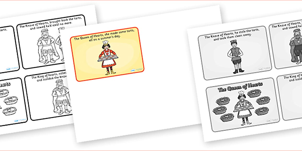 The Queen of Hearts Sequencing (4 per A4) (teacher made)