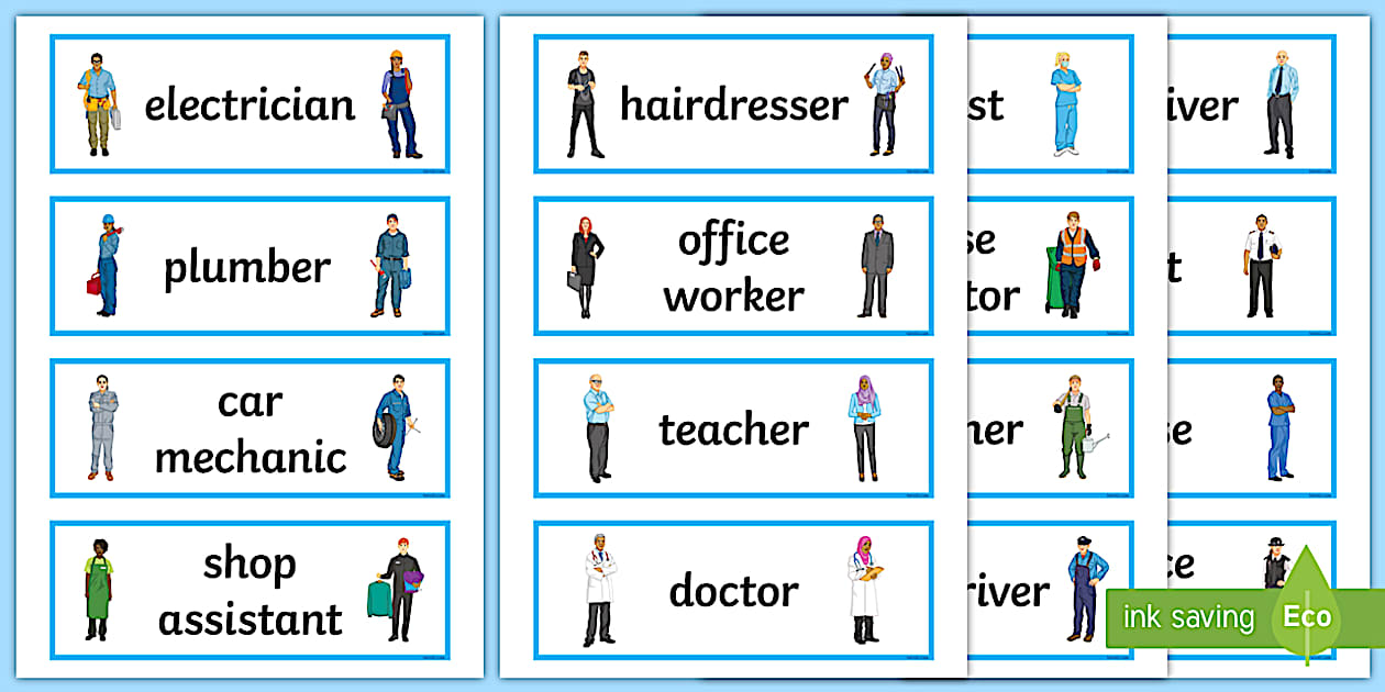 Different Jobs Word Cards (teacher made) - Twinkl
