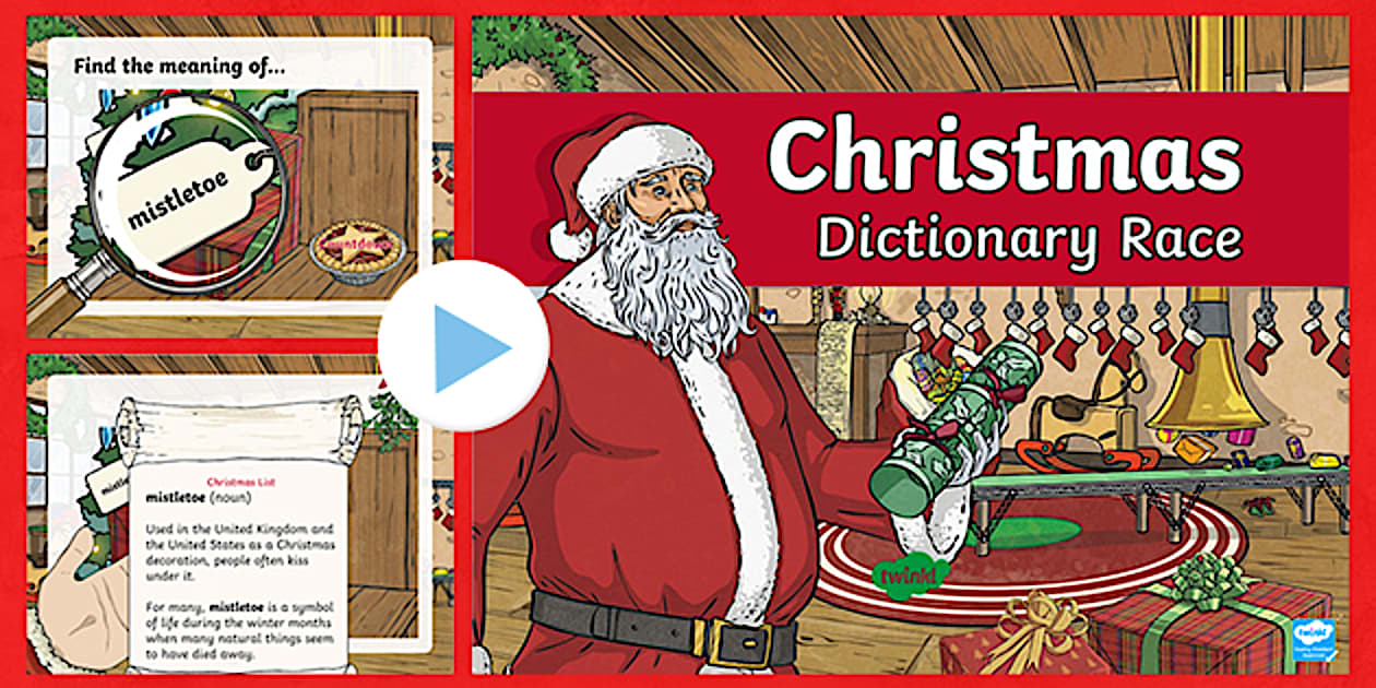 Christmas Dictionary Race PowerPoint (Teacher-Made) - Twinkl