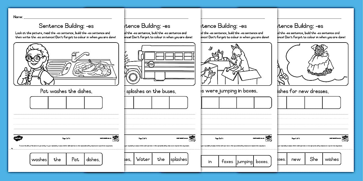 Phonics Sentence Building: -es (teacher made) - Twinkl