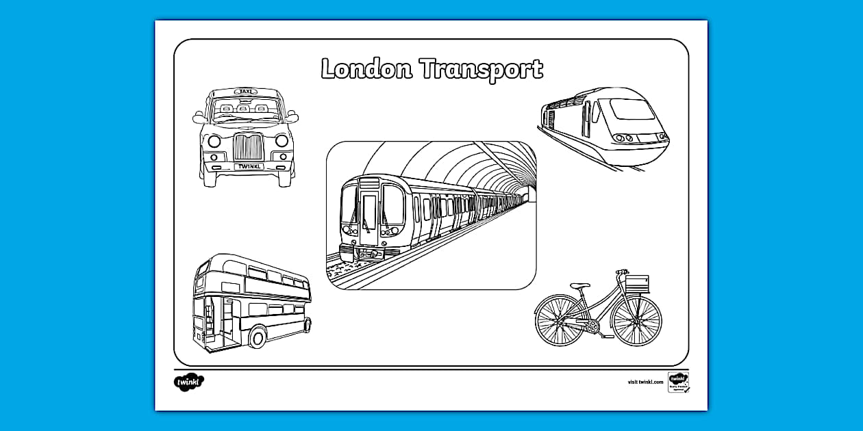 London Transport Colouring Page (teacher made) - Twinkl