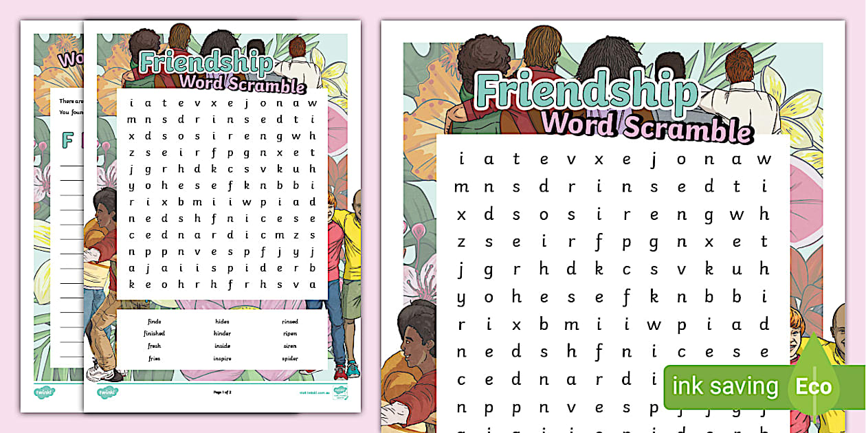 Friendship Word Scramble Word Search (teacher made) - Twinkl