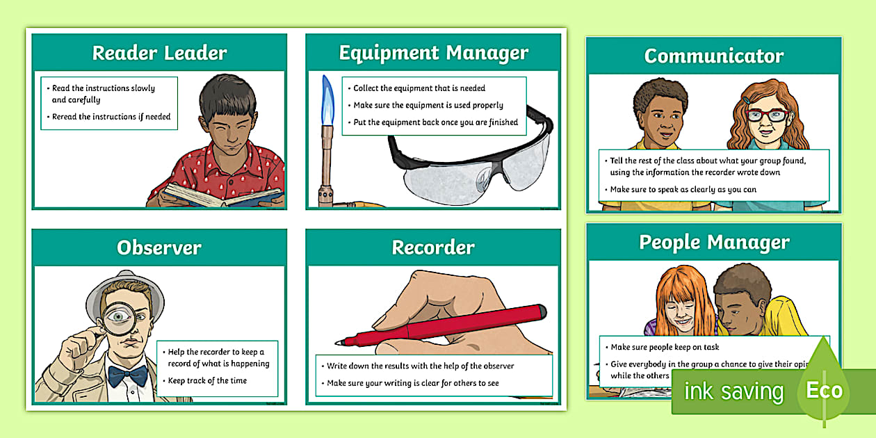 Science Investigation Role Cards-Irish (teacher made)