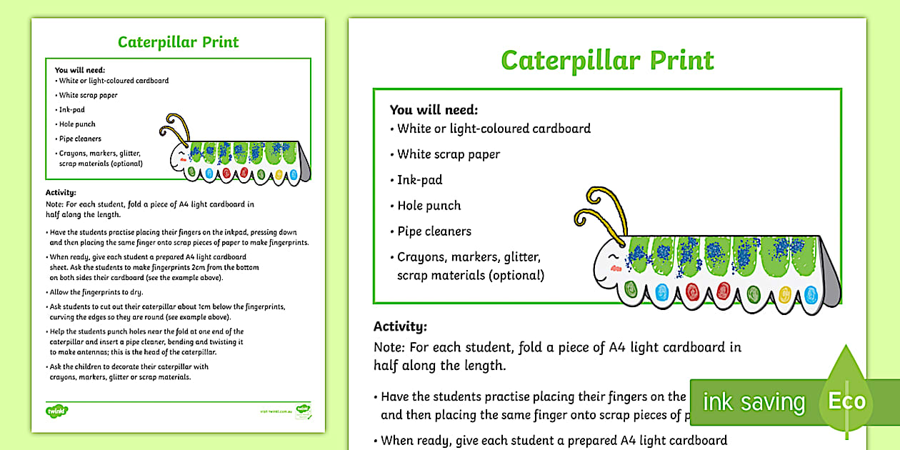 Caterpillar Print Craft (teacher made) - Twinkl