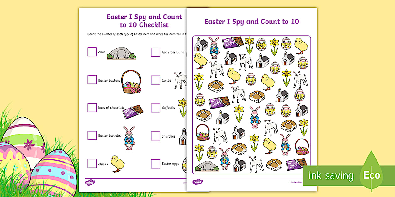 Easter I Spy and Count Activity to 10 - Twinkl