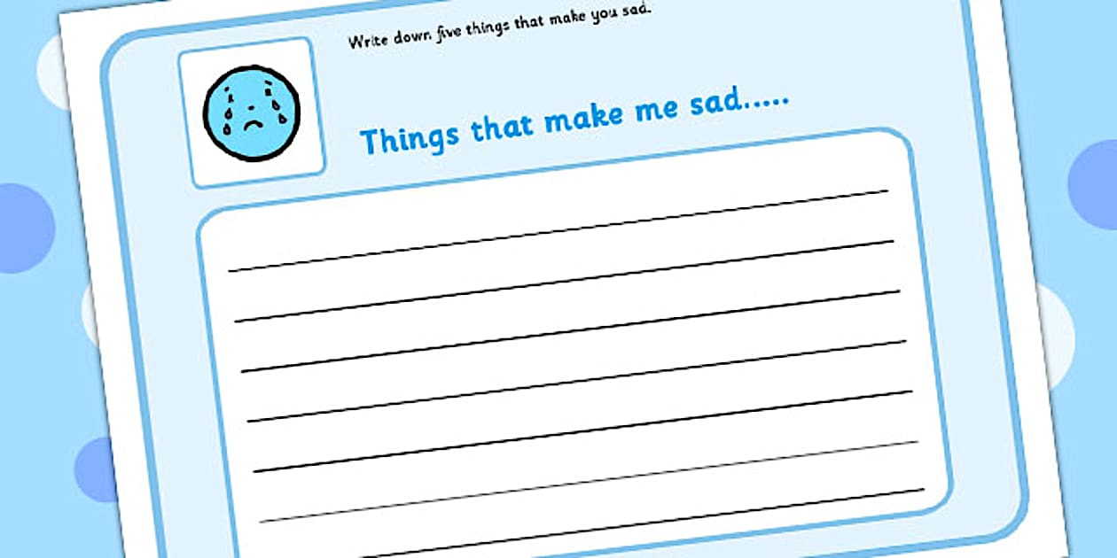 5 Things That Make You Sad Writing Frame - Twinkl