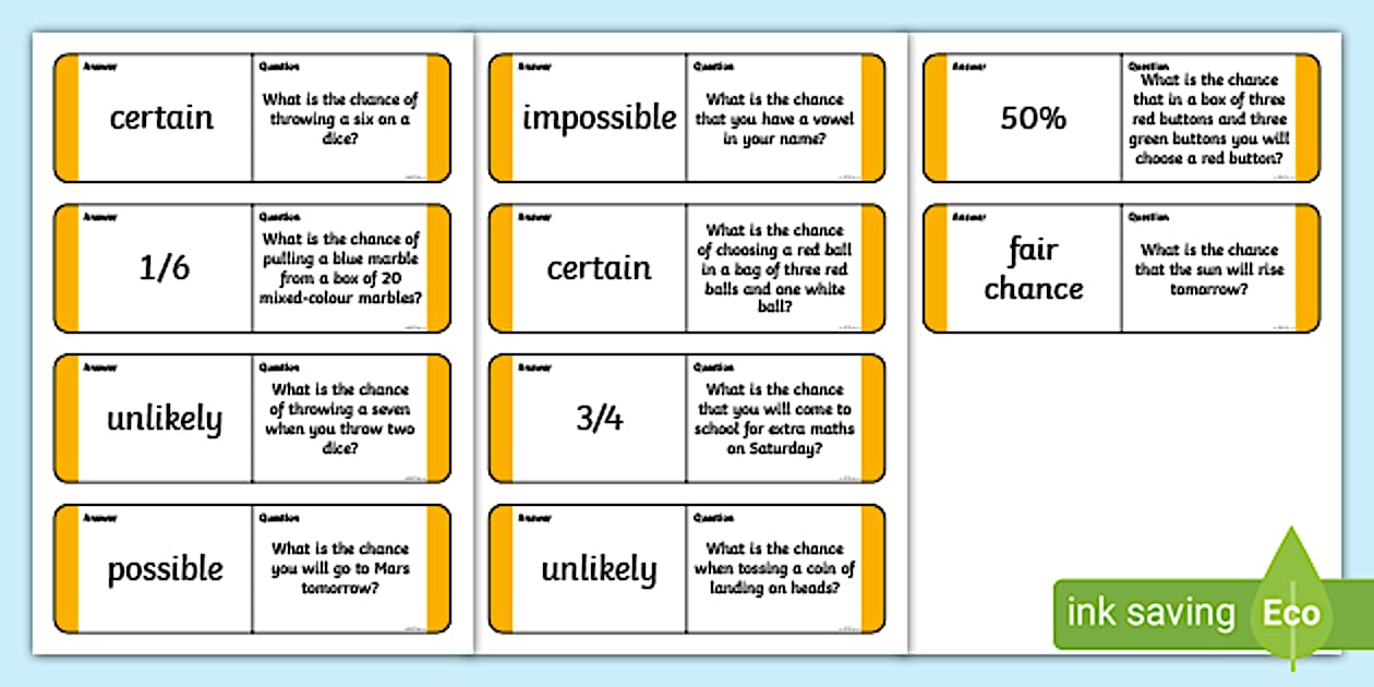 Ideas of Chance and Uncertainty Loop Cards (teacher made)