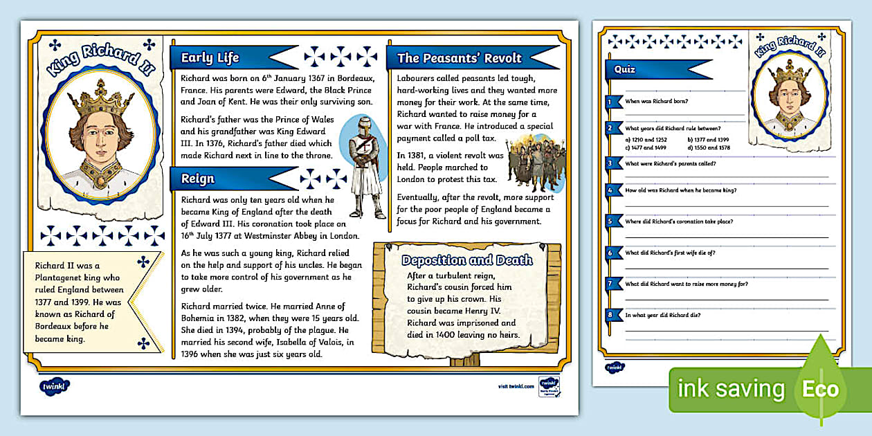 Richard II Fact File - Twinkl - KS2 (teacher made) - Twinkl