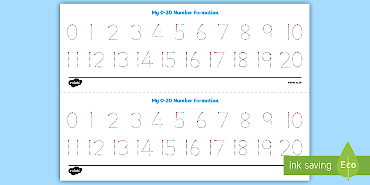 Number Formation Tracing Strips 0-20 | Handwriting Numbers