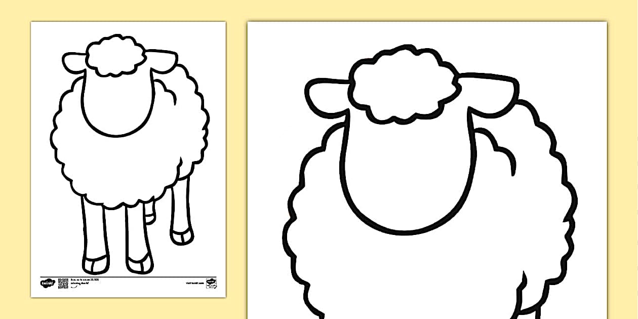 Sheep Body Outline Colouring Sheet (Teacher-Made) - Twinkl