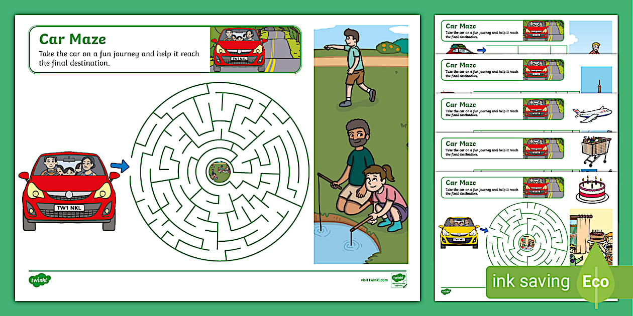 Car Maze Activity Worksheets | Twinkl Resources | KS1