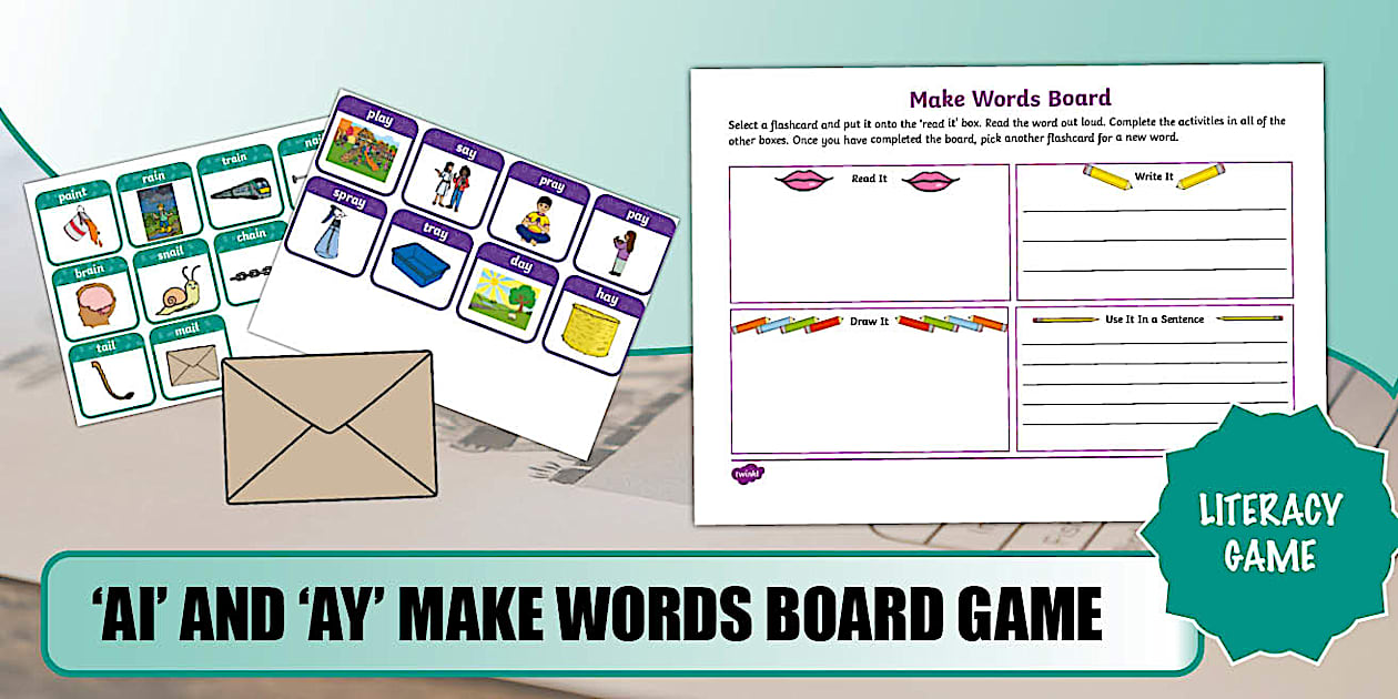 'ai' and 'ay' Make Words Board Game