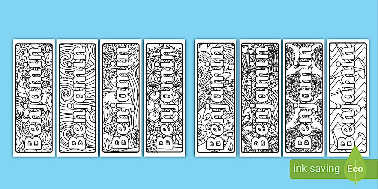 Benjamin Mindfulness Name Colouring Bookmarks (Teacher-Made)