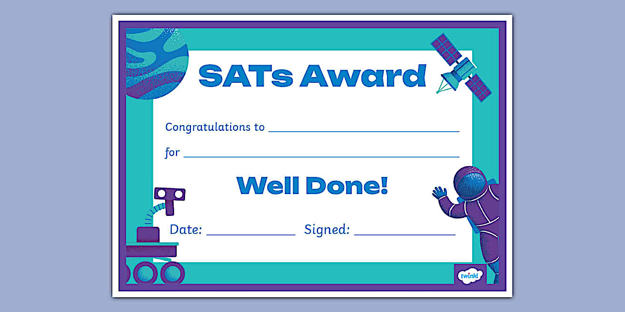 Space-Themed SATs Certificate (Teacher-Made) - Twinkl