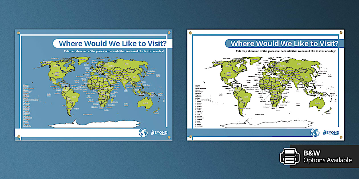 Where Would We Like to Visit? Map Activity Display Poster