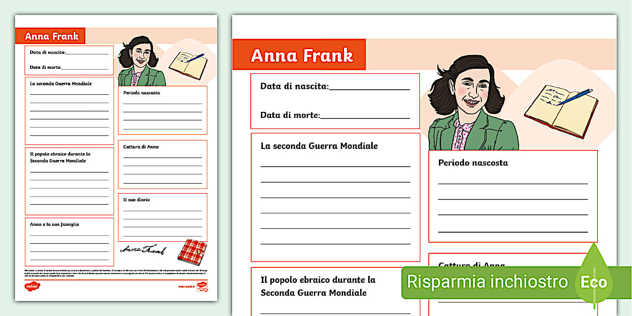 Fatti su Anna Frank: Template (teacher made) - Twinkl