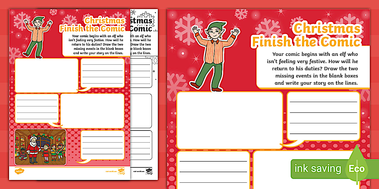 Christmas Create the Comic Book Worksheet (teacher made)