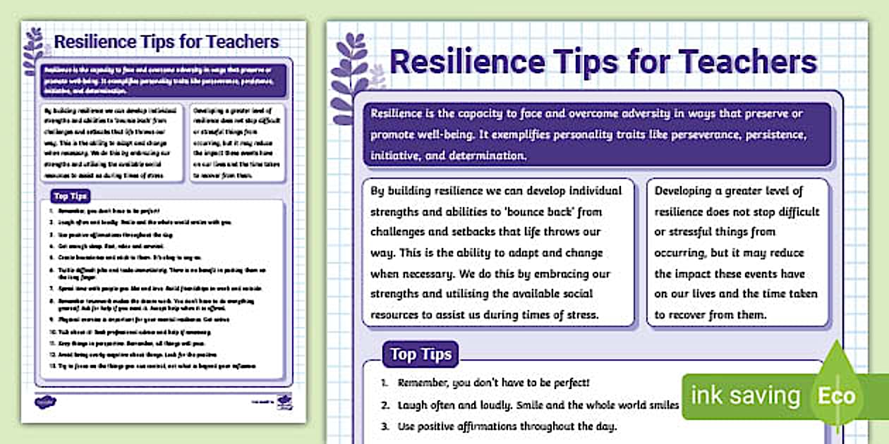 Resilience Tips for Teachers (teacher made) - Twinkl