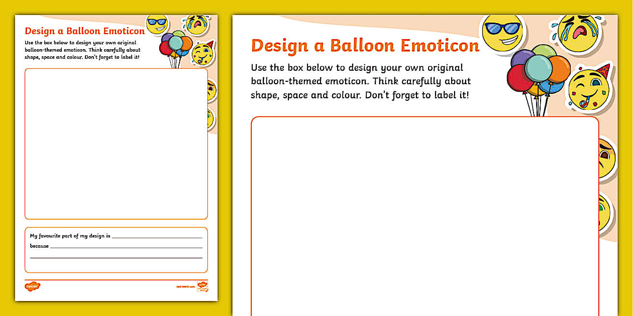 Design Your Own Balloon Emoticon Activity Sheet - Twinkl