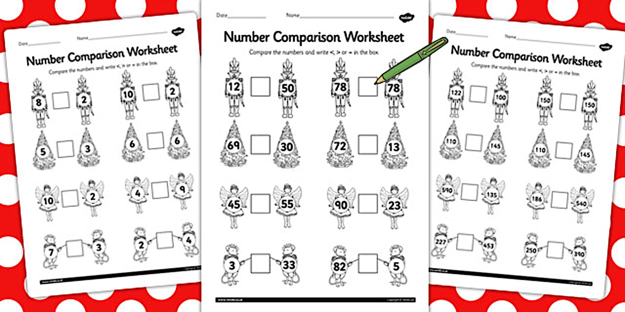 Editable The Nutcracker Number Comparison Worksheets