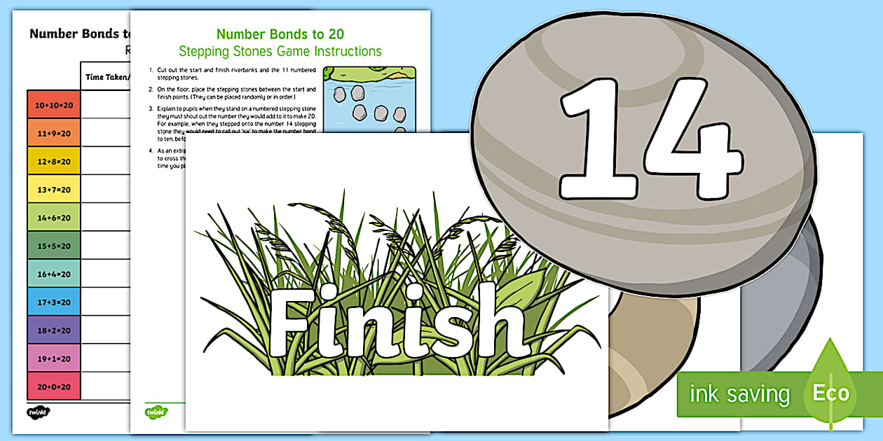 Number Bonds to 20 Stepping Stone Game-Scottish - Twinkl