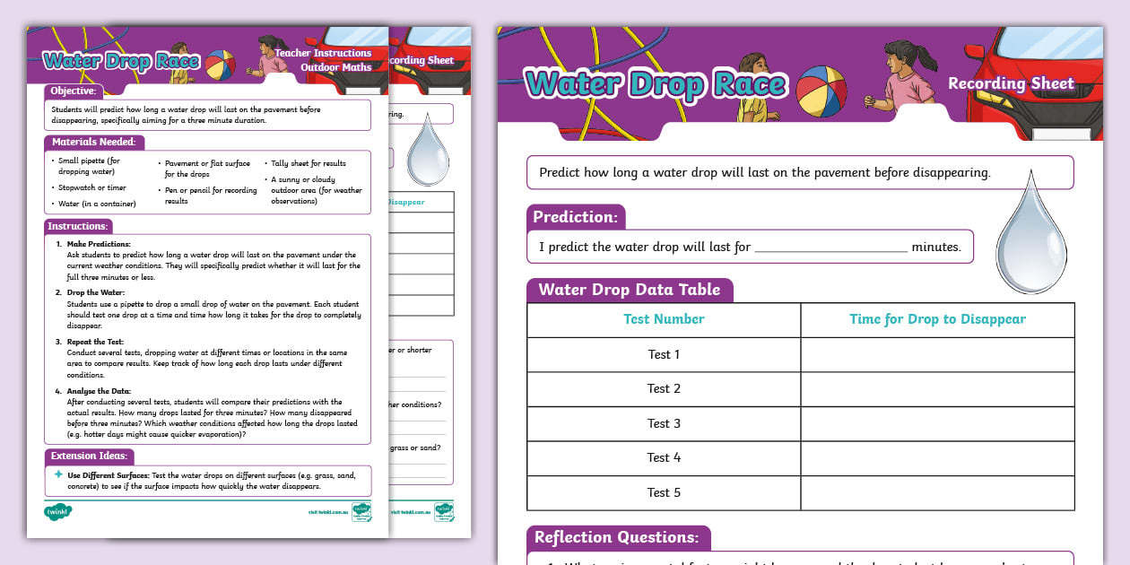 Outdoor Maths: Water Drop Race (Teacher-Made) - Twinkl