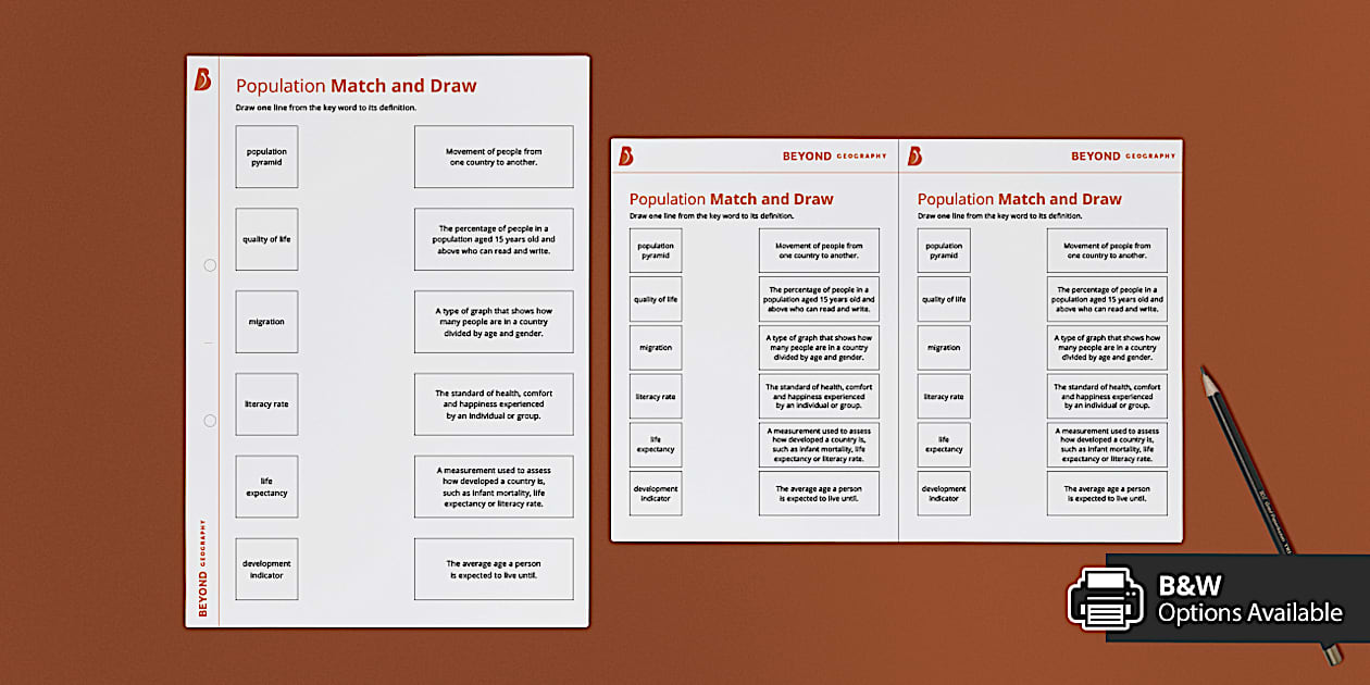 KS3 Geography: Population Match and Draw 1 (Teacher-Made)
