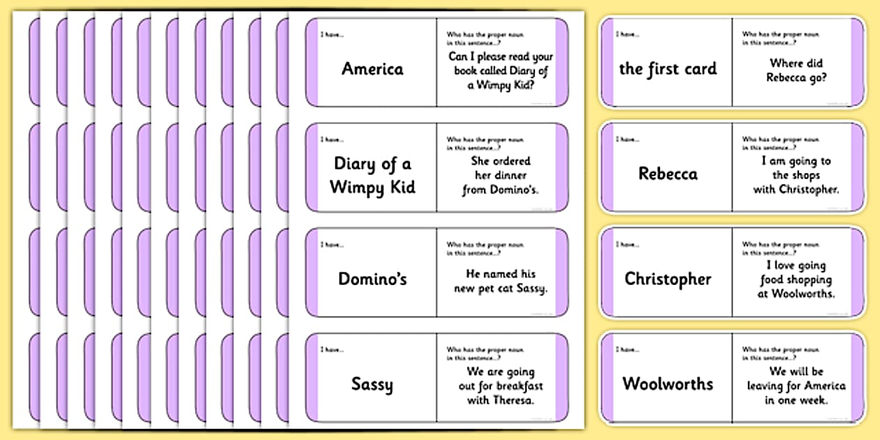 Proper Noun Loop Cards - I Have/Who Has Grammar Activity