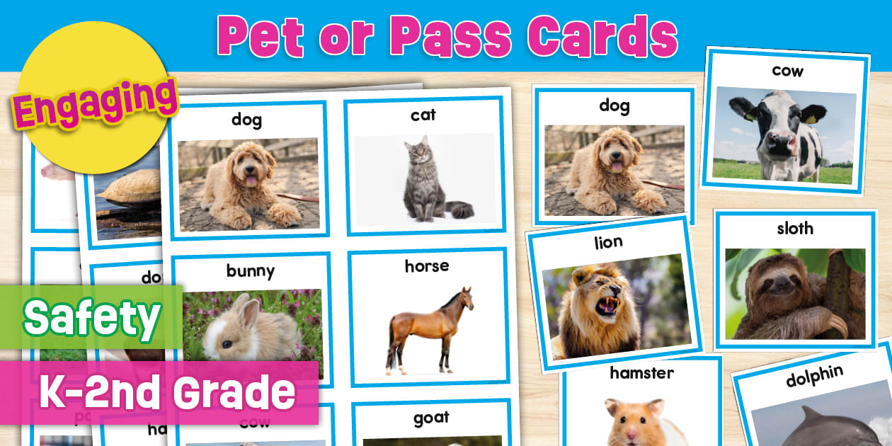 Pet or Pass Cards for K-2nd Grade