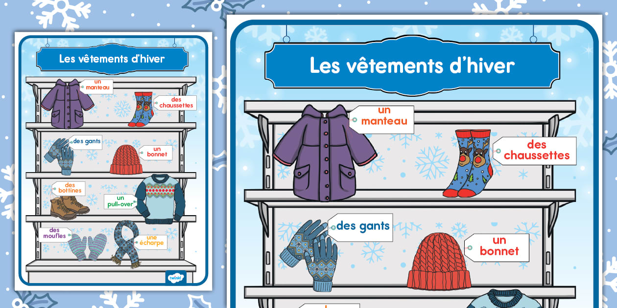 Affiche : Les vêtements d'hiver (teacher made) - Twinkl